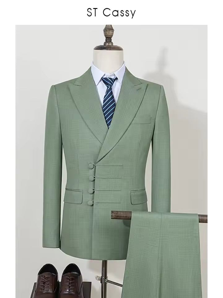ST Cassy Elegant man suit for wedding Slim Fit Double Breasted Multiple ...