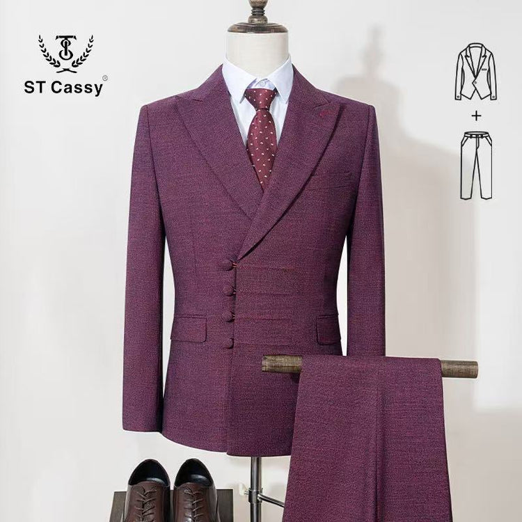 ST Cassy Elegant man suit for wedding Slim Fit Double Breasted Multiple ...